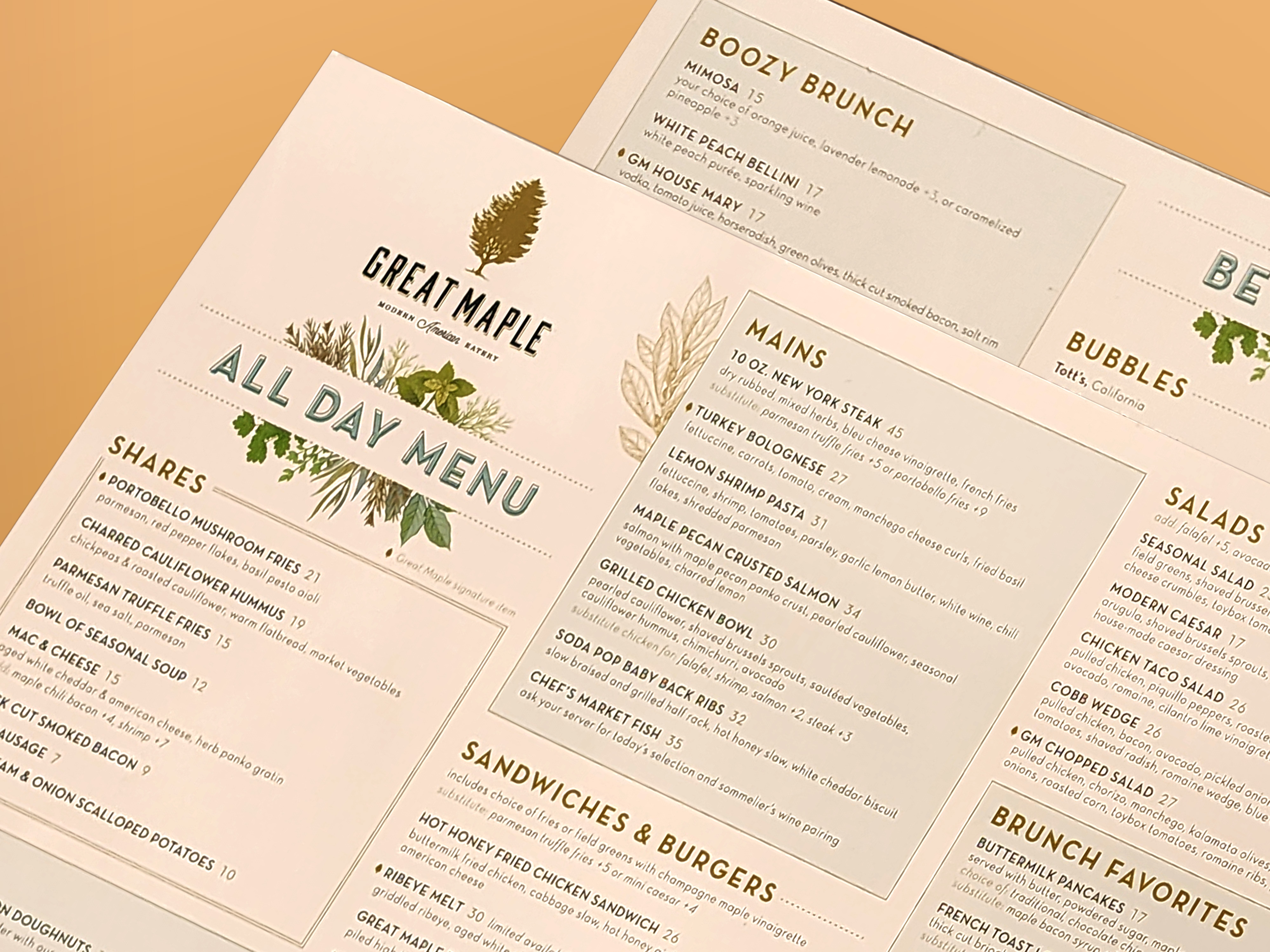 FULL MENU (with prices) for Great Maple Modern American Eatery at Pixar ...
