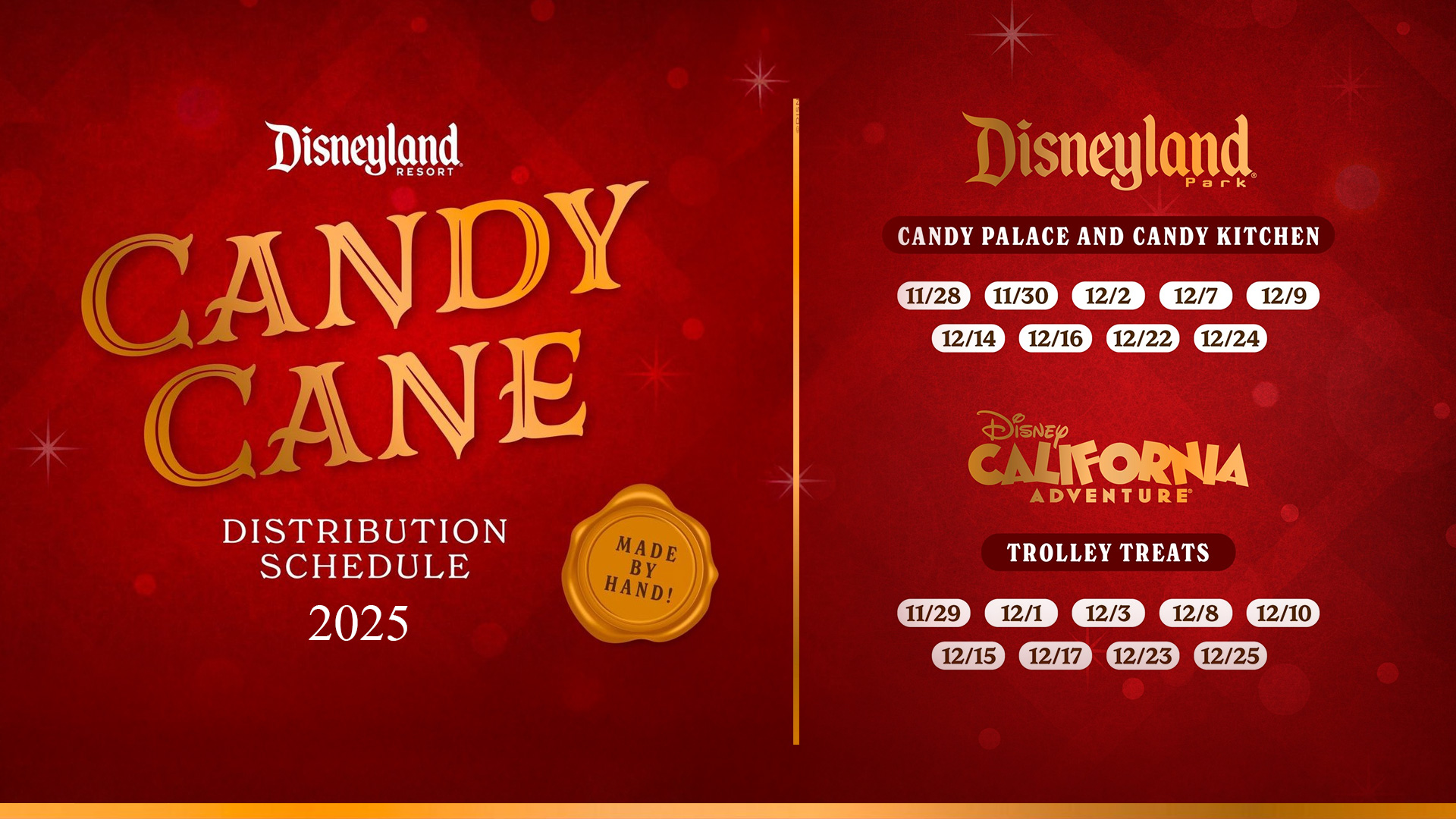 DETAILS: 2025 Handmade Candy Cane schedule at Disneyland, Disney ...